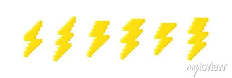 Set Pixel Lightning Bolt 8 Bit Pixel Art Thunderbolt Lightning Wall