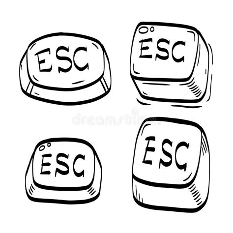 Esc Button Icon Hand Drawn Control Key Stock Vector Illustration Of