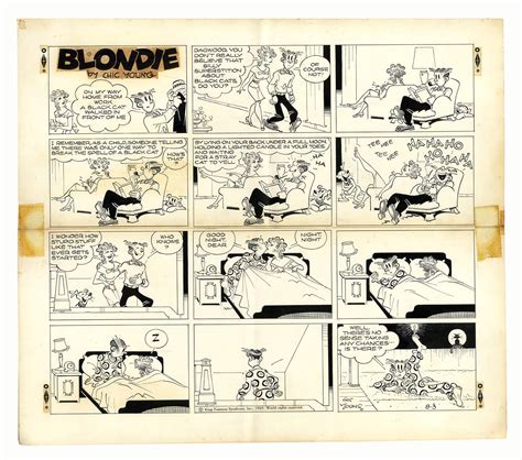 Lot Detail Chic Young Hand Drawn Blondie Sunday Comic Strip From