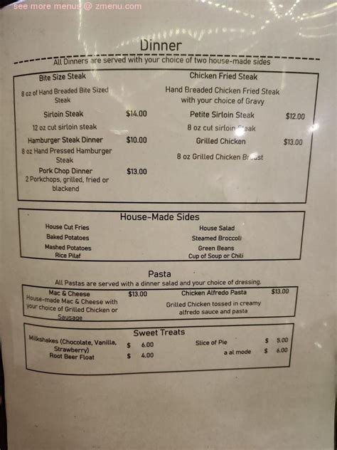 Menu At Roadside Bar And Grill Kamiah
