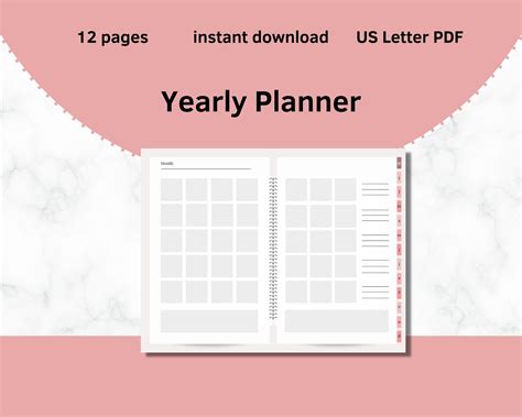Digital Planner Printable Goodnotes Yearly Planner Digital Etsy