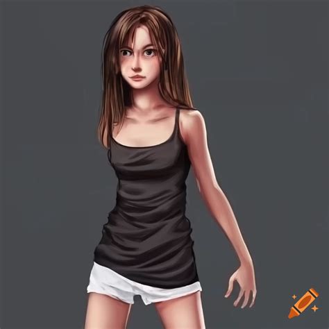 Girl With Black T Shirt And Boxers With Brown Hair On Craiyon