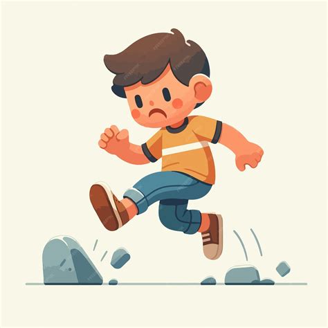 Vector Of A Little Boy Stumbling Over A Stone Premium Ai Generated Vector