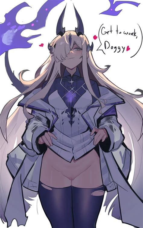 Rule 34 1girls Arknights Bangs Black Thighhighs Clothes Lift Coat