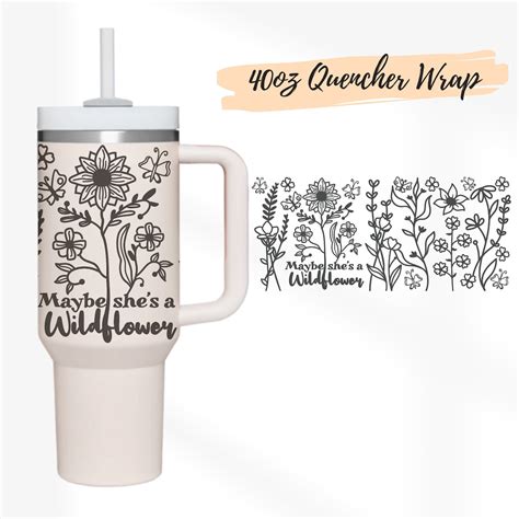 2 Designs 40oz Quencher Stanley Tumbler Wrap Cute Flower Wildflower