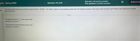 Solved Xam ﻿spring 2024question 18 ﻿of 20this Test 100