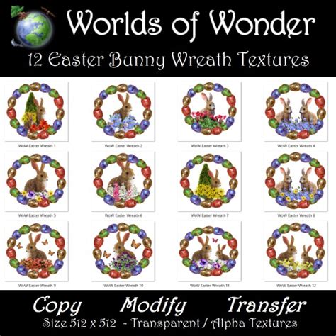 Second Life Marketplace Wow 12 Easter Bunny Wreath Textures