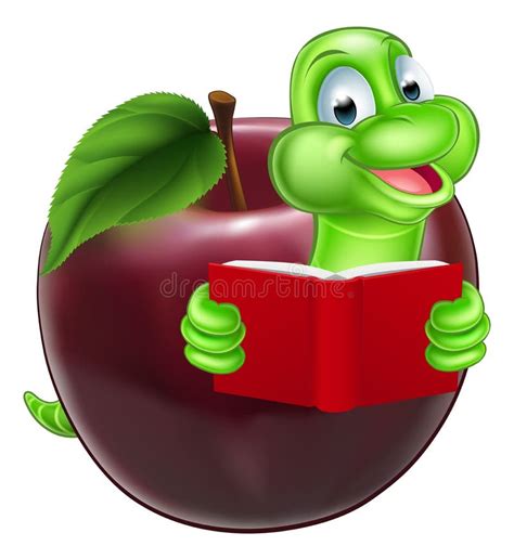 Cartoon Apple Bookworm Stock Vector Image 70339164