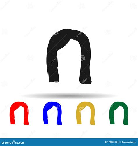 Hair Woman Haircut Retro Multi Color Style Icon Simple Glyph Flat