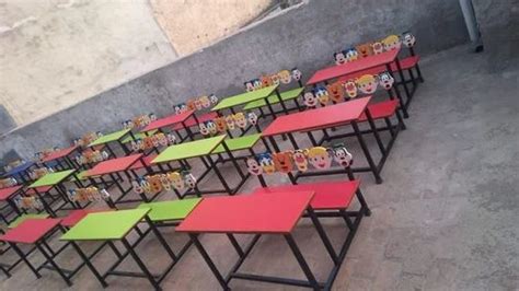 2 Seater Mild Steel Wooden And Iron Desk Secondry Class With Storage