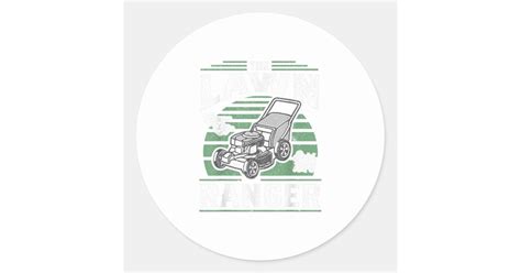 The Lawn Ranger Funny Mower Grass Mowing Fat Classic Round Sticker Zazzle