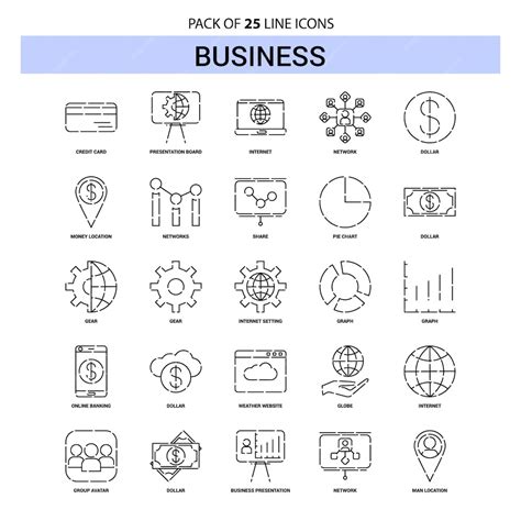 Premium Vector Business Line Icon Set 25 Dashed Outline Style