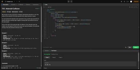 Asteroidcollision Stack Algorithm Datastructure Codingchallenge