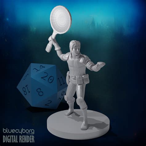 Frying Pan Fighter Dude 28mm Scale Miniature For Dandd And Other Ttrpgs