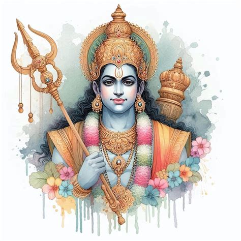 Lord Vishnu And Sri Rama Watercolor Ai Generated Images Premium Ai