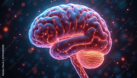 Digitally Enhanced Brain Anatomy With Highlighted Neural Pathways