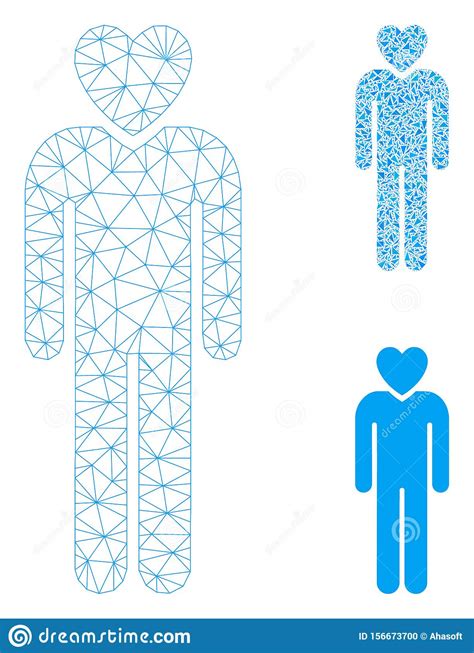 Lover Man Vector Mesh Wire Frame Model And Triangle Mosaic Icon Stock Vector Illustration Of