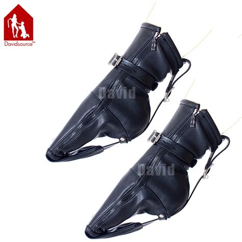 Davidsource Black Leather Foot Restraint Socks Binding Gear Adjustable