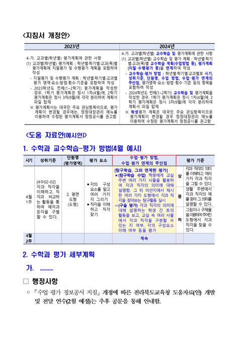중등 정보공시교수학습 및 평가계획 관련 개정사항 안내 및 도움자료 네이버 블로그