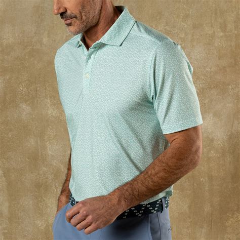 Long Drive Performance Polo Bay Floral Print Seafoam Green