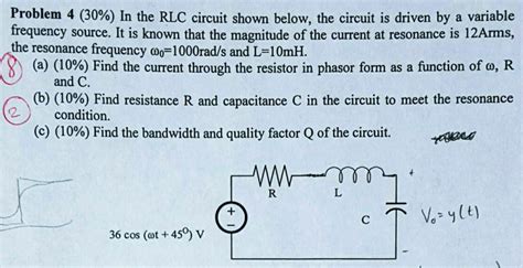 Solved In The RLC Circuit Shown Below The Circuit Is Driven Chegg Com