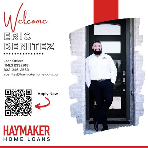 Please Welcome Eric Benitez To The Haymaker Home Loans Team‼️ Alex Rayner Mba
