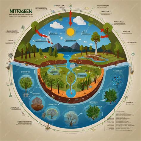 Nitrogen Cycle Labeled Educational Natural Chemical Scheme Graphic With