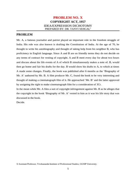 Problem Sample Ipr By Dr Tanvi Sehgal Pdf