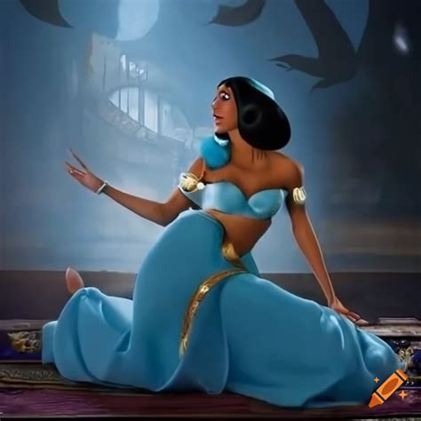 Princess Jasmine In Action In A Cinematic 8k Photo On Craiyon