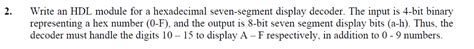 Solved Write An HDL Module For A Hexadecimal Seven Segment Chegg