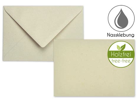 Briefumschlag Briefhülle in bambus ivory DIN C6 100g m² oF Nassklebung Faltkarten