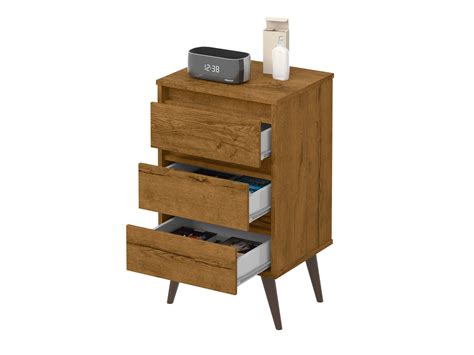 Mesa De Cabeceira Retrô Wood Freijó Off White EJ Móveis Freijó