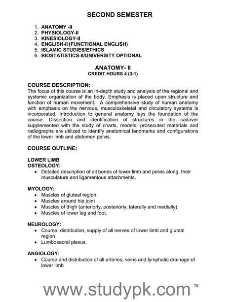 Hec Curriculum Of Doctor Of Physical Therapy Dpt Pdf