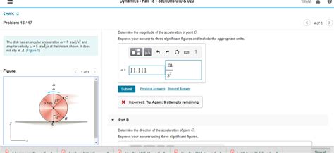 Solved The Disk Has An Angular Acceleration α 7 Rads2 And