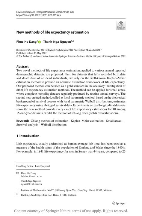 New Methods Of Life Expectancy Estimation