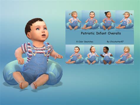The Sims Resource Patriotic Infant Overalls