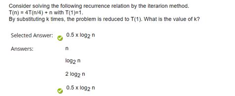Solved Consider Solving The Following Recurrence Relation By