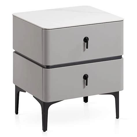 Atlantic Fairmont Bedside Table Light Grey And Black Legs