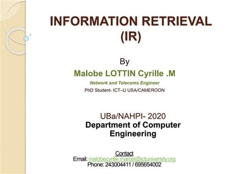 Information Retrieval ‎and Dissemination Ppt