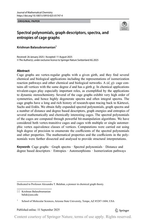 Spectral Polynomials Graph Descriptors Spectra And Entropies Of Cage