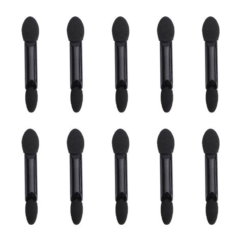 10pcs Disposable Dual Sided Eyeshadow Brush Sponge Tipped Oval Makeup Applicator Black