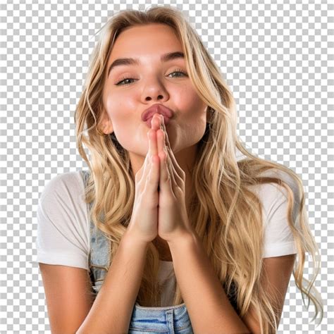 Una Hermosa Joven Modelo Casual Con Cabello Rubio Posando Como Una