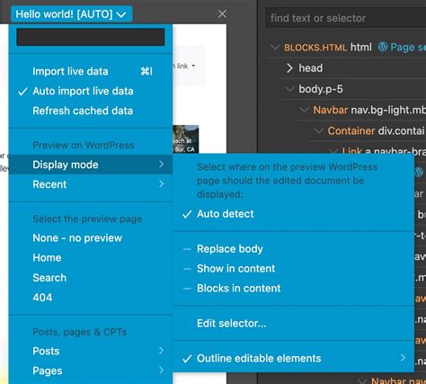 Live Data And Preview Pinegrow Web Editor