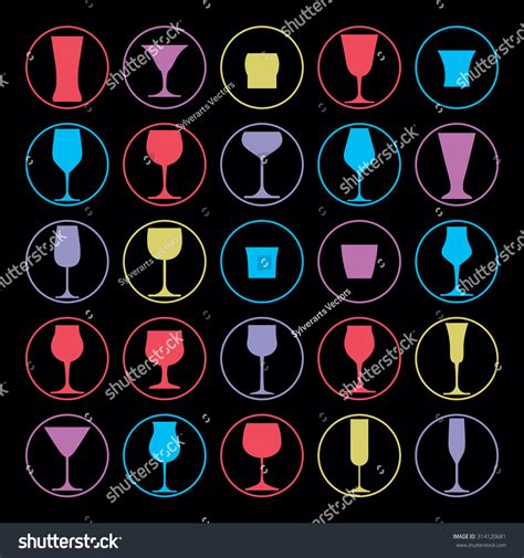 Decorative Drinking Glasses Collection Set Vector Stock Vector Royalty