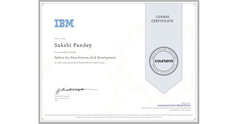 Completion Certificate For Python For Data Science Ai And Development
