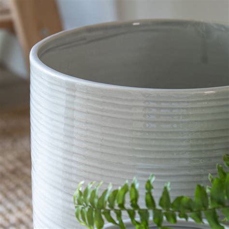 Pale Grey Ribbed Ceramic Plant Pot By Marquis Dawe