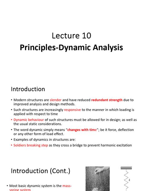 Lecture 10 Principles Dynamic Analysis Pdf Damping Oscillation