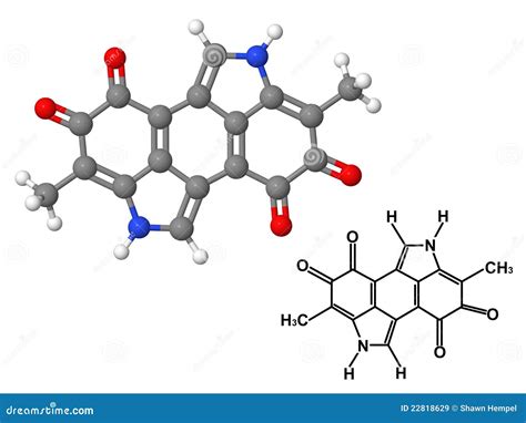Melanin Molecule Structural Chemical Formula And Molecule Model Sheet