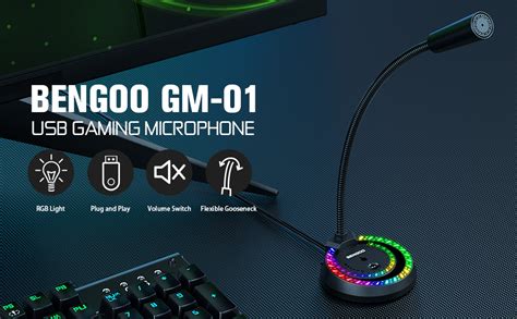 Bengoo Gaming Microphone Gm 01 Usb Microphone With Mute And Volume Control Rgb Light
