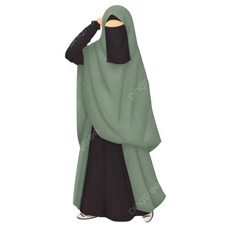 Gambar Ilustrasi Wanita Muslimah Dengan Tudung Hijau Gadis Berhijab